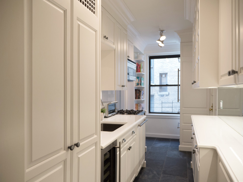White Prewar Kitchen with Custom Cabinetry - Traditional - Kitchen ...