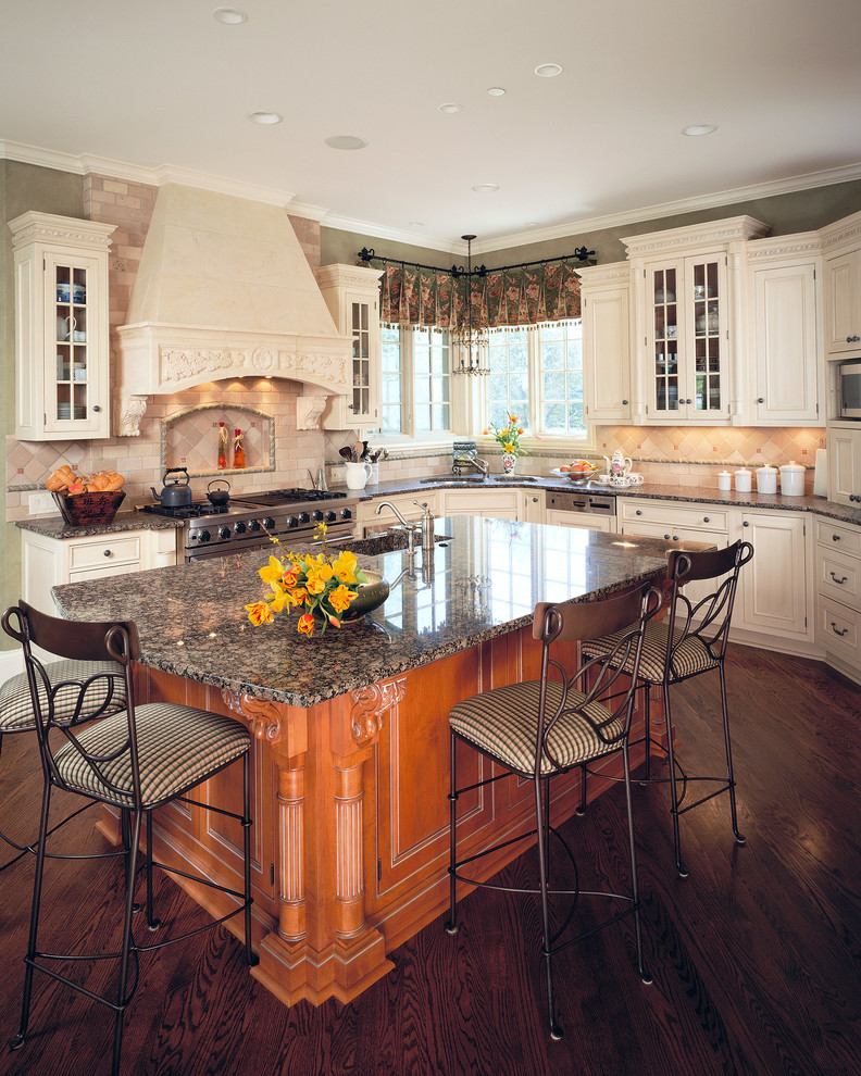 White Recessed Panel and Stained Raised Panel Brookhaven Cabinet ...