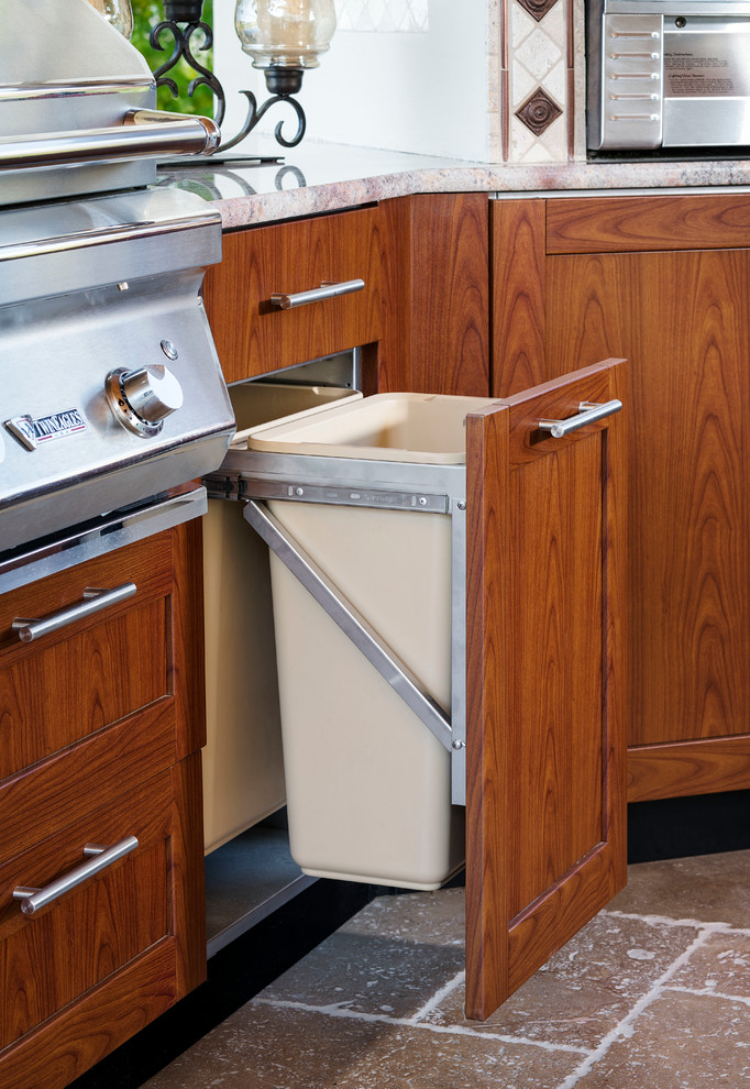 Wood-grain powder coat finish outdoor kitchen by Danver Stainless Steel ...