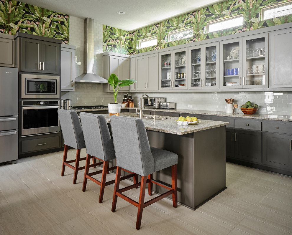 York Wallpaper in a Contemporary Modern Kitchen - Contemporary ...