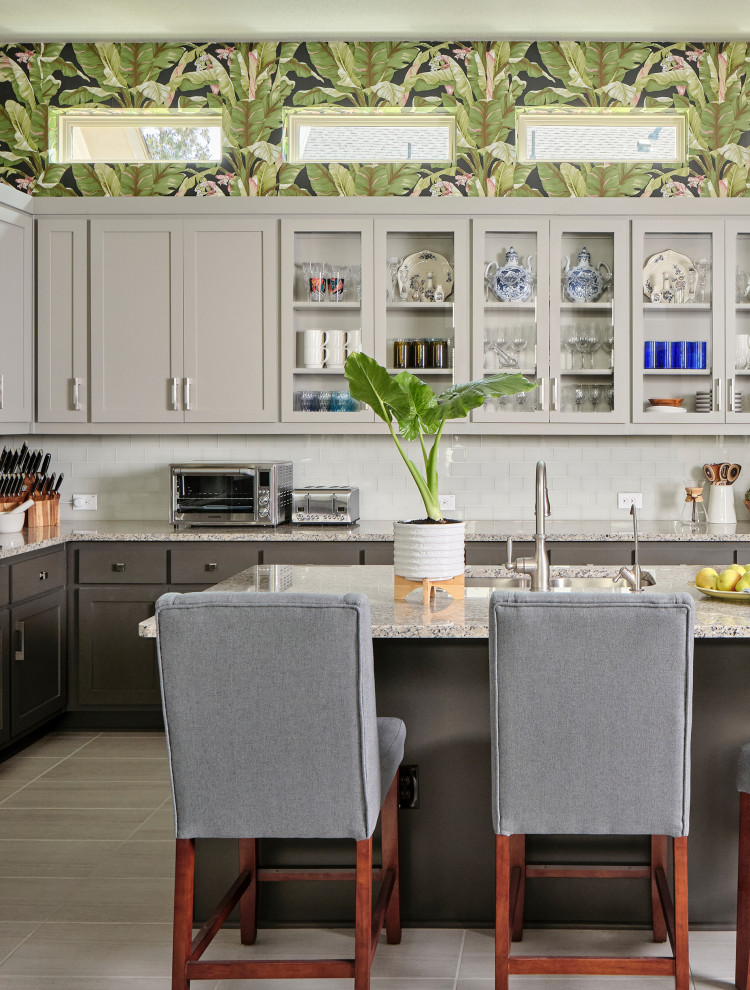 York Wallpaper in a Contemporary Modern Kitchen - Contemporary ...