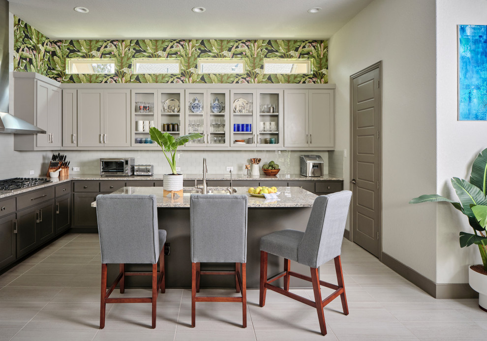 York Wallpaper in a Contemporary Modern Kitchen - Contemporary ...