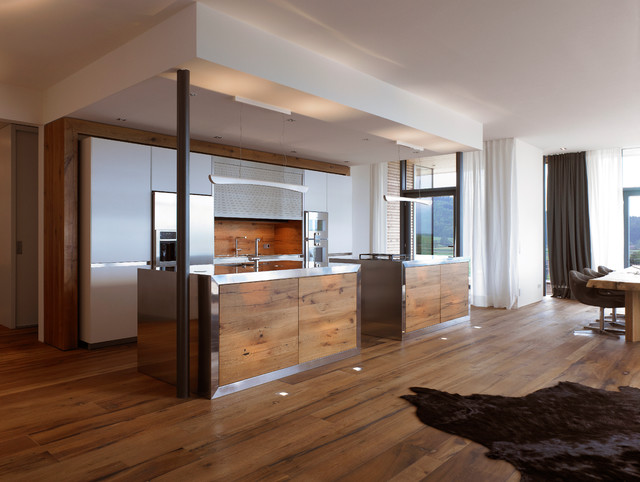 Kuche Edelstahl Holz