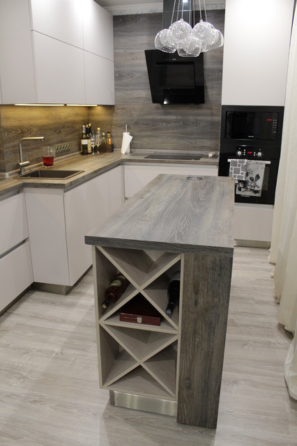 Белая матовая кухня с островом - Contemporary - Kitchen - Saint ...