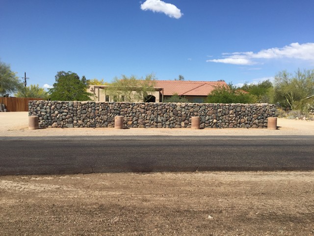 40 foot gabion wall - American Southwest - Garden - Phoenix - by Custom ...