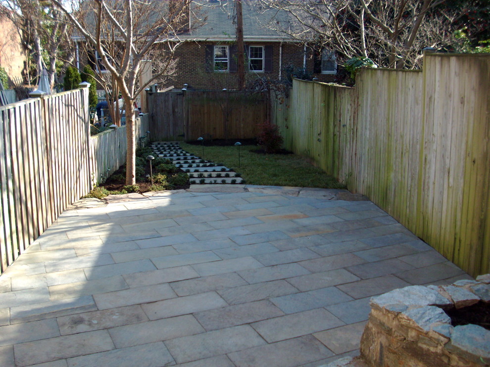 A clean inviting view looking out from the upper patio - Traditional ...