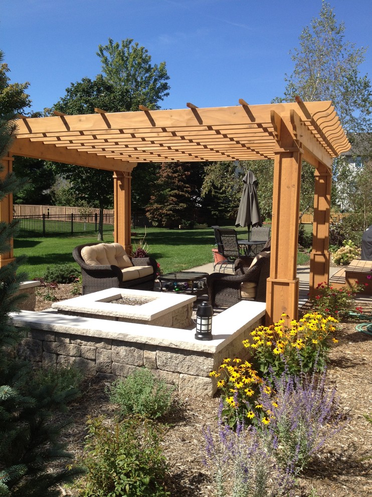 A Pergola over a fire pit - Traditional - Landscape - Minneapolis - by ...