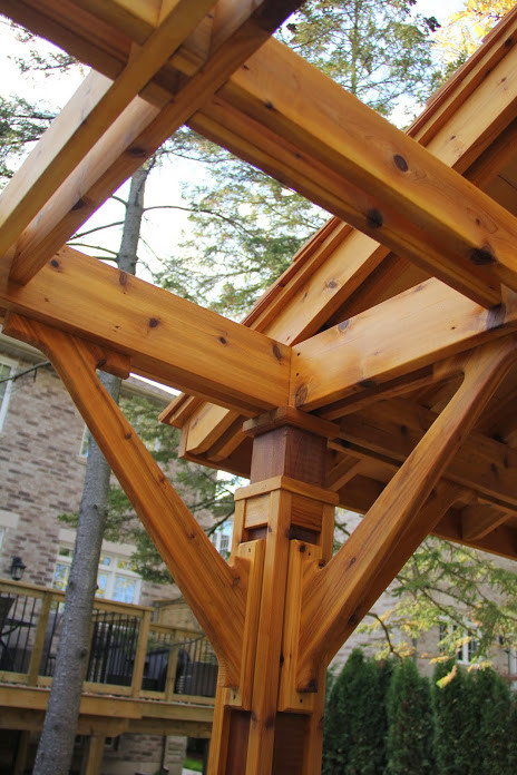 A very unique pergola, partially roofed in Mississauga Ontario ...