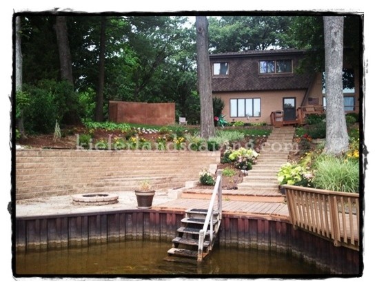 Allan Block Lakeside Retaining Wall w/ Fire Pit - Contemporary ...