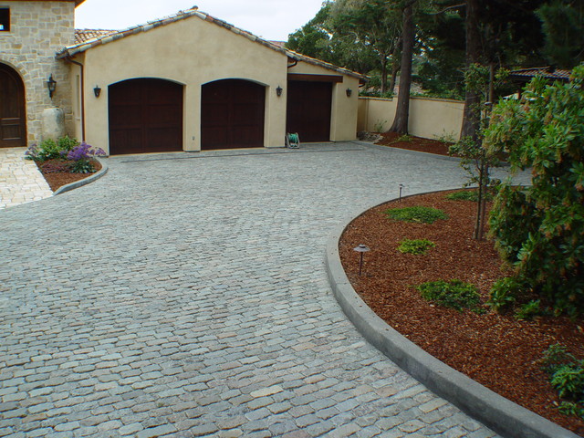 Antique Reclaimed Granite Cobblestone Driveway - Mediterranean - Garden ...