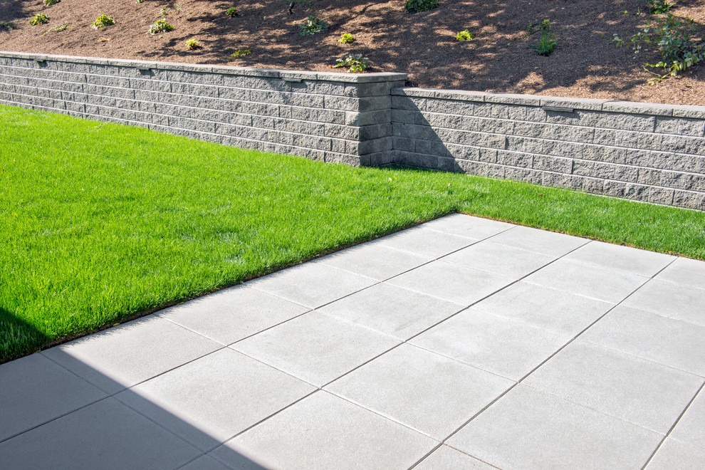 Architectural Slab Patio and Retaining Wall - Modern - Landscape ...