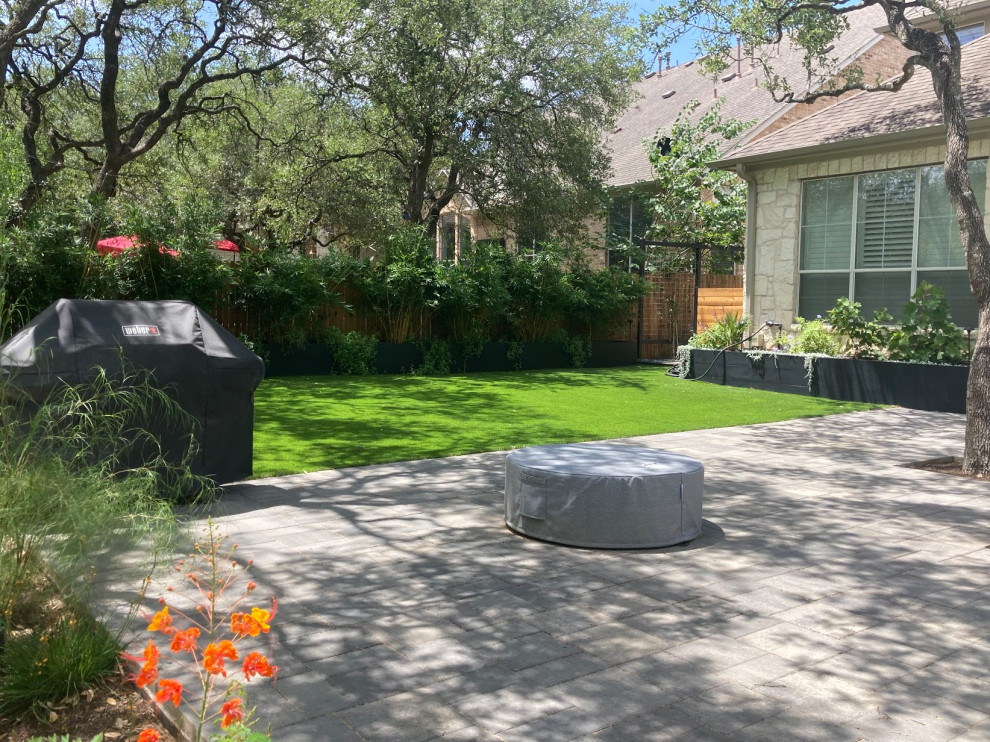 Artificial Turf/River Rock Installation - Modern - Landscape - Austin ...