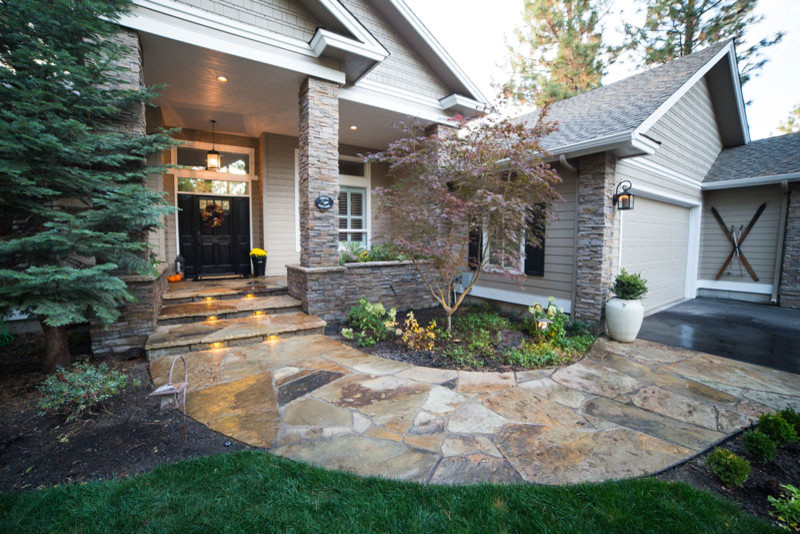 Aubrey Glen Flagstone Entry and Raised Flagstone Patio - Traditional ...