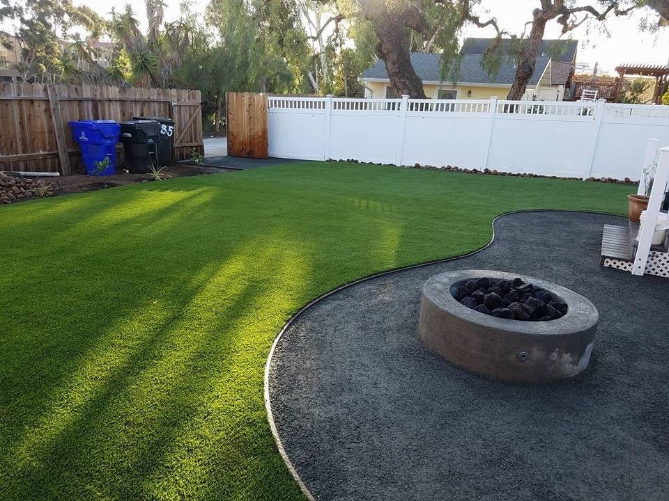 Backyard Artificial Turf and Fire Pit - Landscape - Los Angeles - by ...