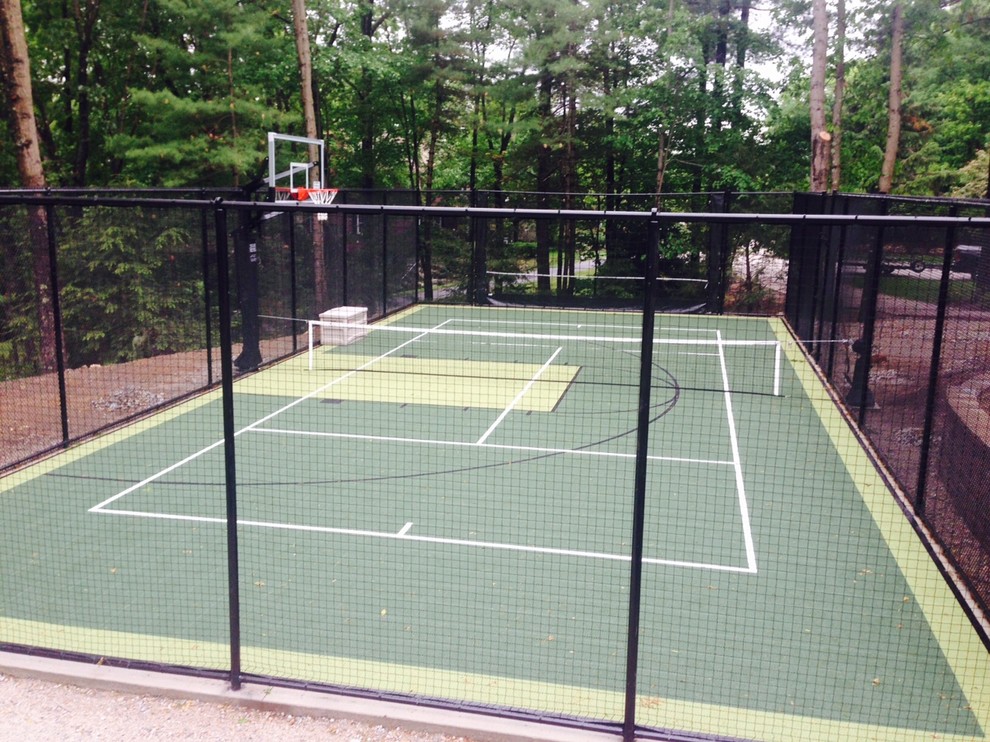 Backyard Basketball and Tennis Courts in Manchester - Traditional ...