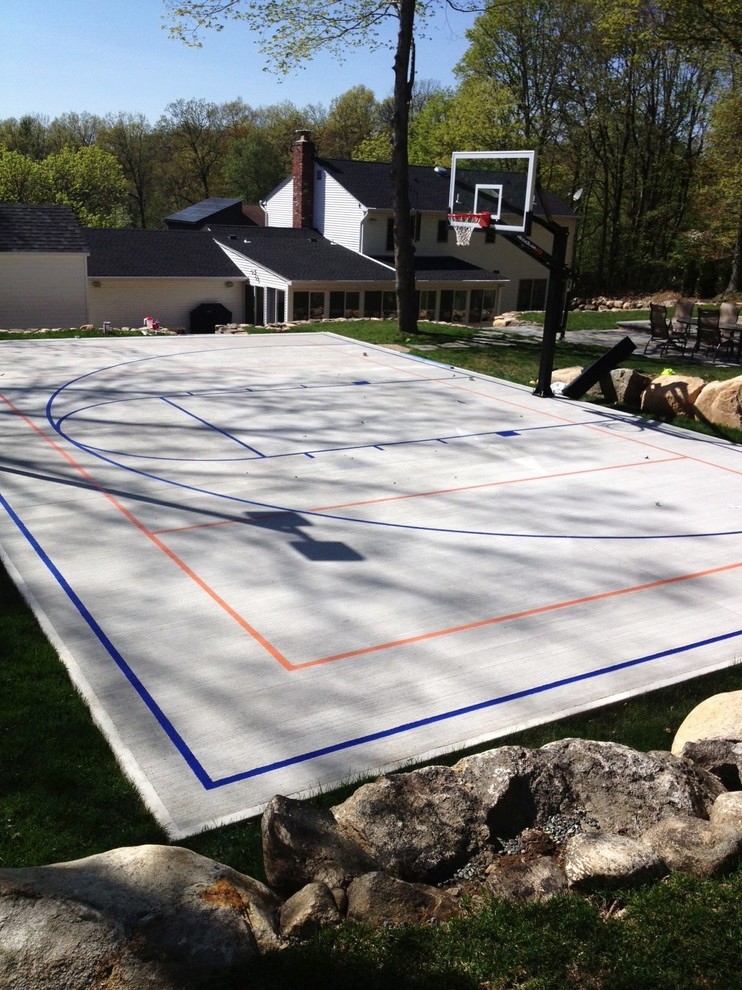 Backyard Basketball Court (Concrete) - Modern - Landscape - New York ...