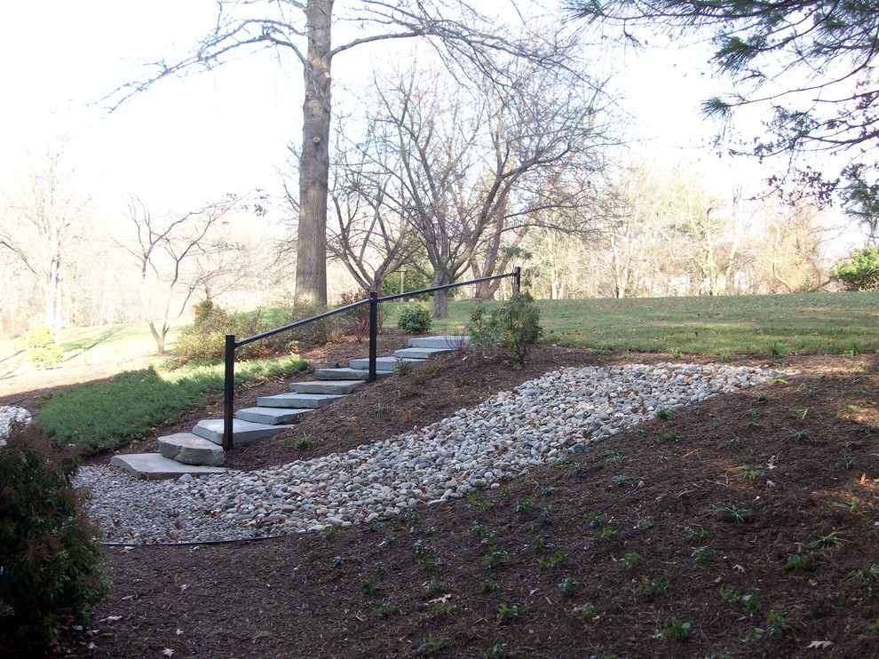 Backyard Garden with Natural Stone Steps - Traditional - Landscape ...