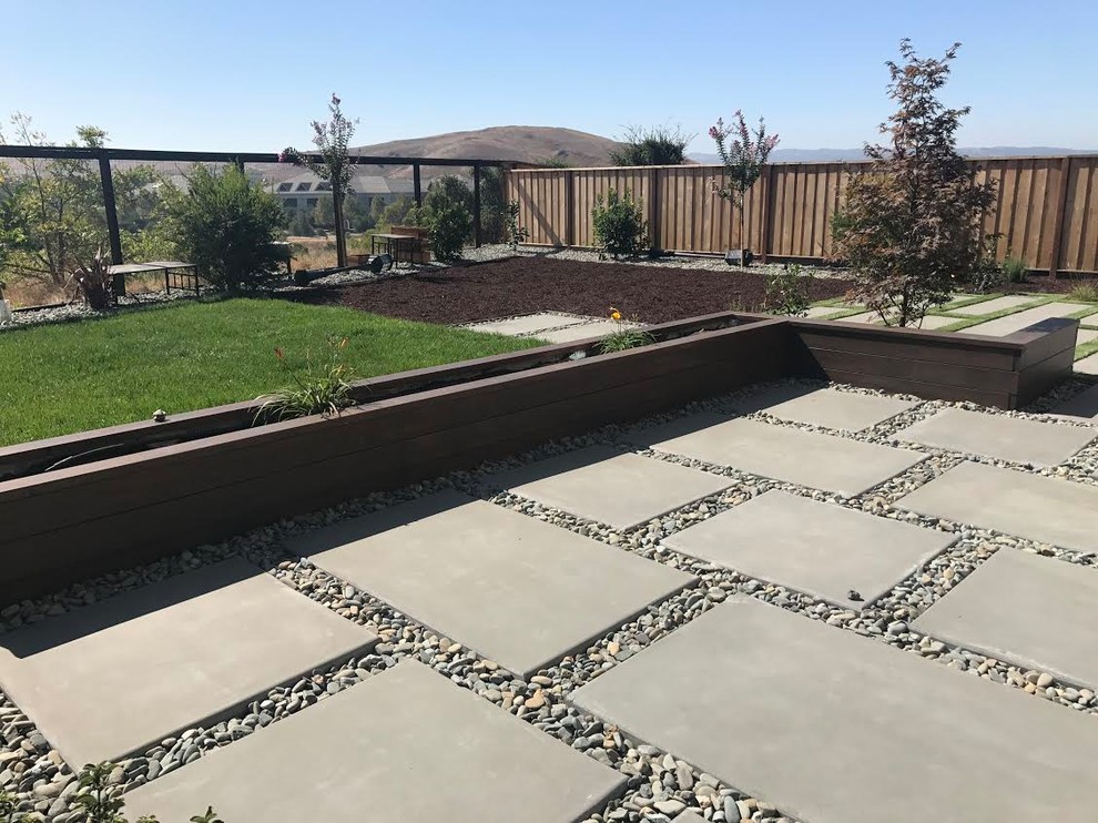 Backyard Landscaping- Concrete Pavers - Contemporary - Landscape - San ...