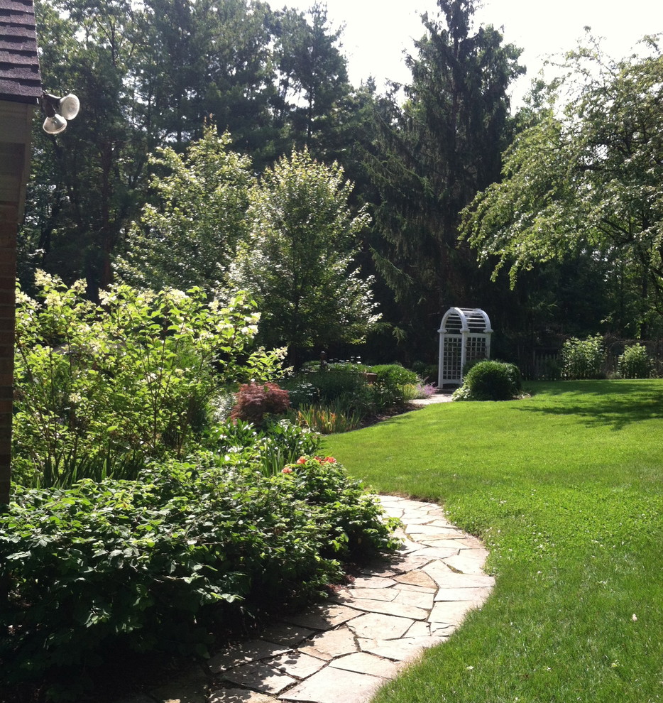 Backyard Path with Wooden Arbor - Traditional - Landscape - Detroit ...
