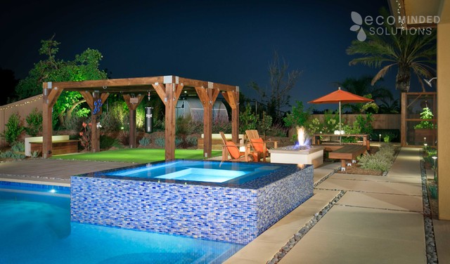 Backyard with Pool/Hot Tub, Fire Pit, and Pergola with Punching Bag ...