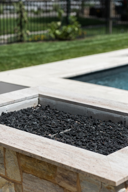 Beach House Fire Pit Detail - Transitional - House Exterior - New York ...