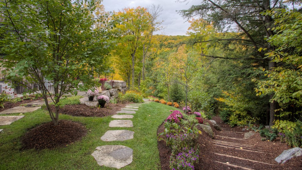 Beautiful field stones meet a natural hill - Rustic - Landscape ...