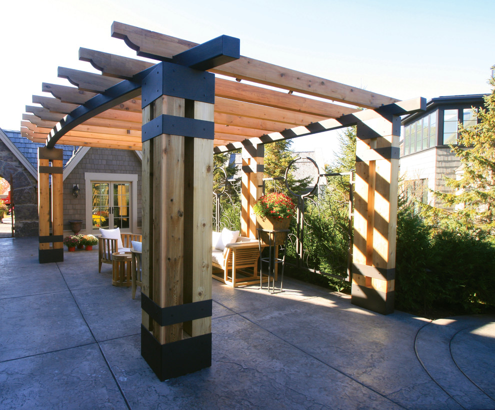 Before and After - Custom Metal and Wood Arbor - Craftsman - Landscape ...