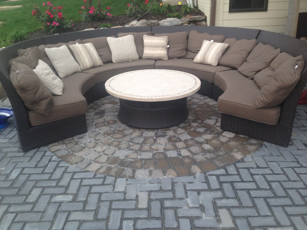 Belgian Block Seating Wall, Granite Boulder Retaining Wall, Paver Patio ...