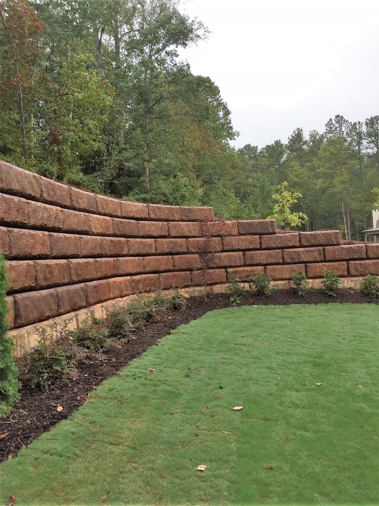 Big Block Retaining Wall w/LS Design/Install - Transitional - Landscape ...