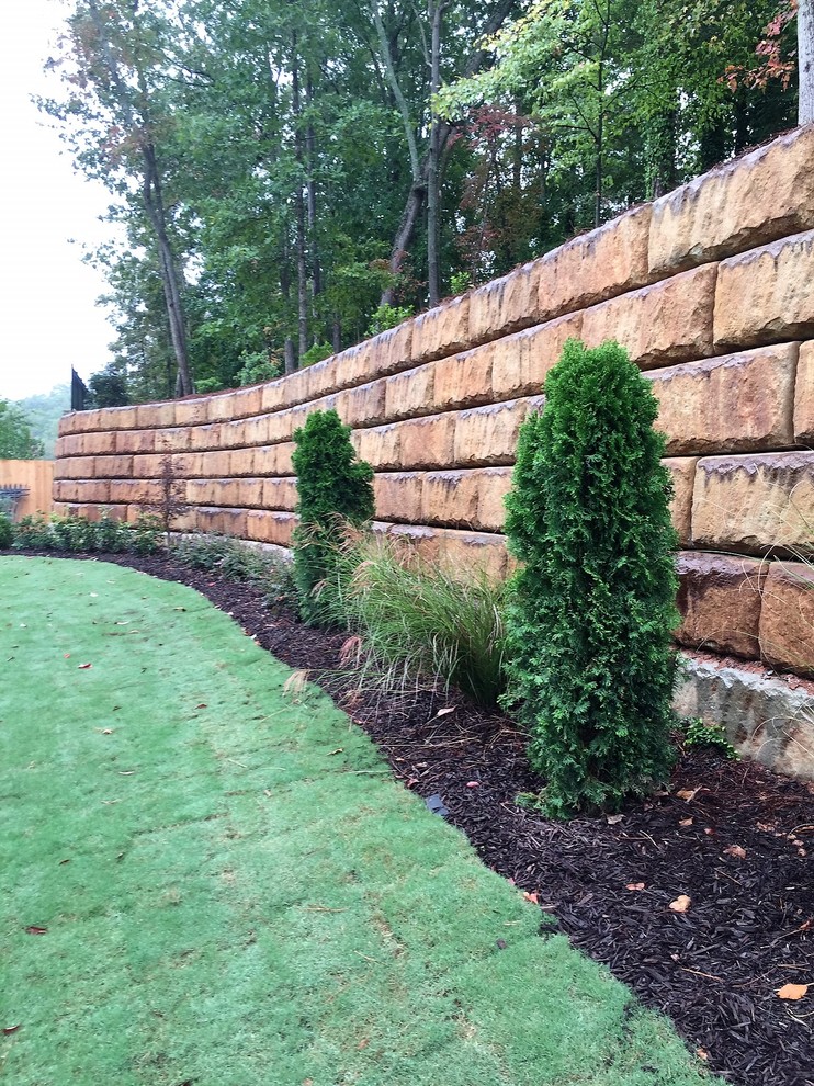 Big Block Retaining Wall w/LS Design/Install - Traditional - Landscape ...