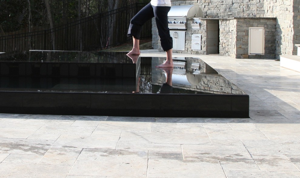 Black Reflective Infinity Edge Contemporary Pool - Modern - Garden ...