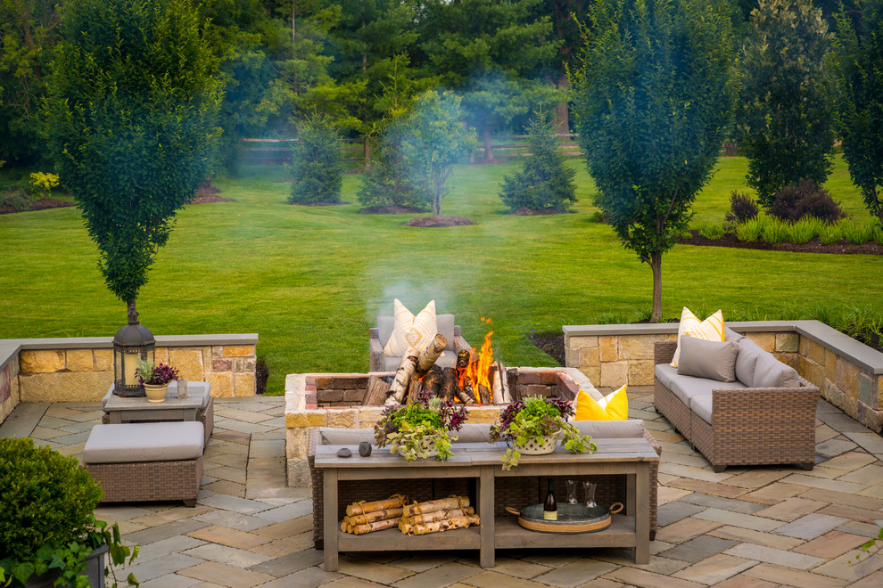 Bluestone Patio Design in Backyard - Traditional - Patio - Chicago - by ...