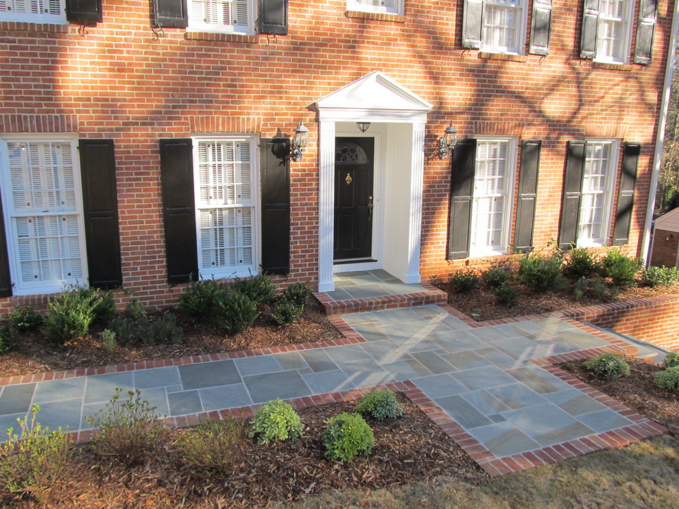 Bluestone Walkway with Brick Edging - Traditional - Landscape - Atlanta ...