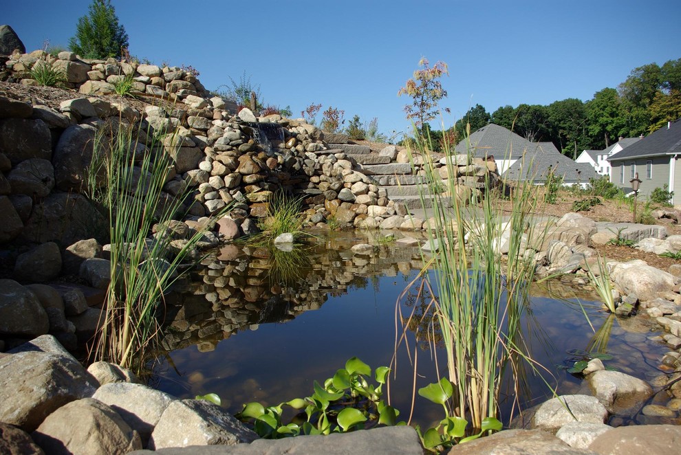 Boulder wall and pond - Transitional - Landscape - Bridgeport - by ...