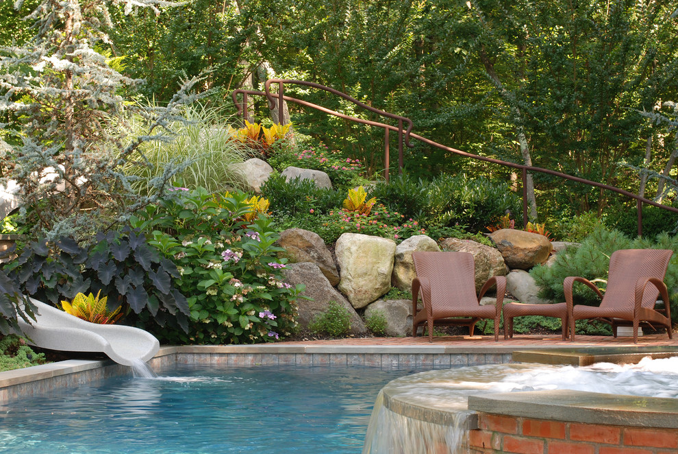 Boulder Wall & Slide, Pool - Traditional - Garden - New York - by ...
