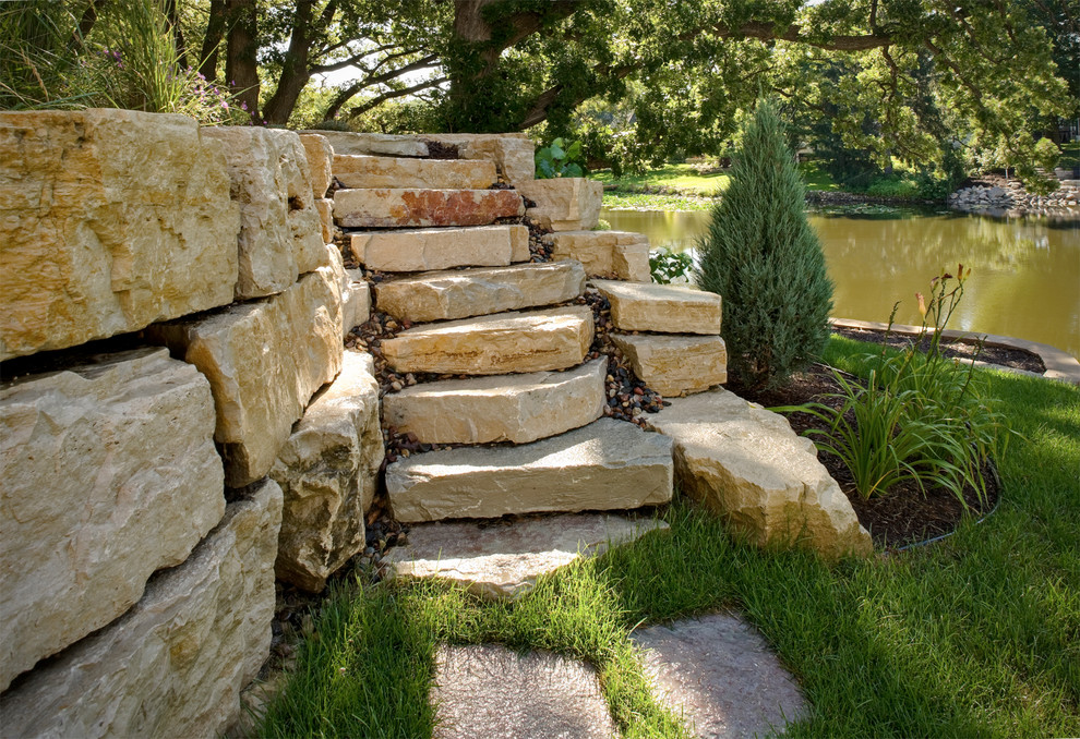 Boulder Wall with Steps - Traditional - Landscape - Minneapolis - by ...