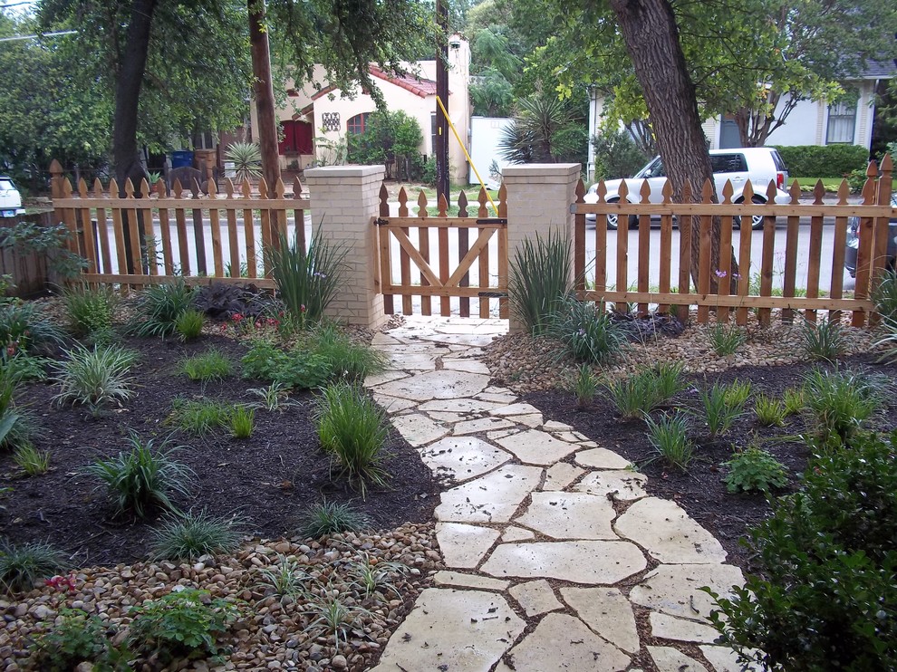 Brick columns & French gothic fence - Traditional - Landscape - Austin ...