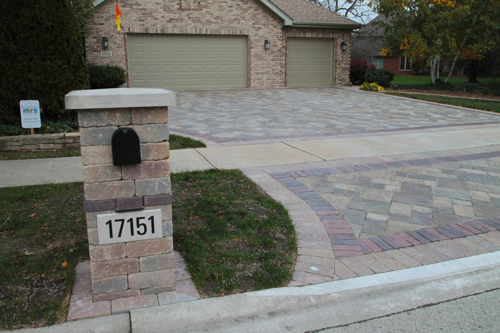 Brick Paver Driveway with Banding - Contemporary - Landscape - Chicago ...