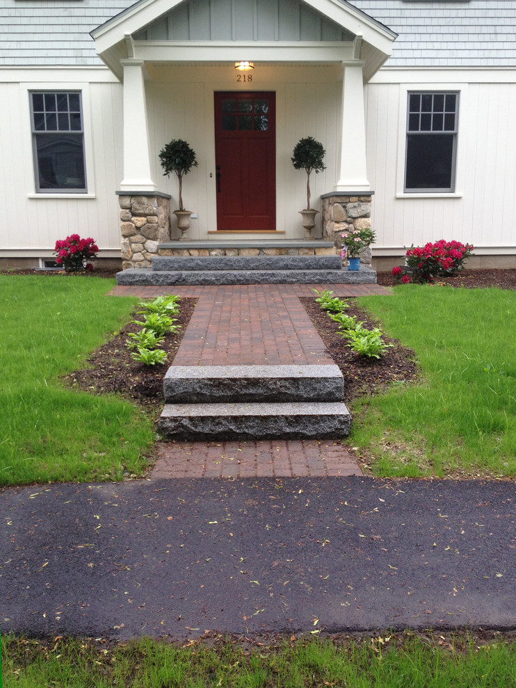 Brick Walkway & Granite Steps in Concord, MA - Traditional - Landscape ...