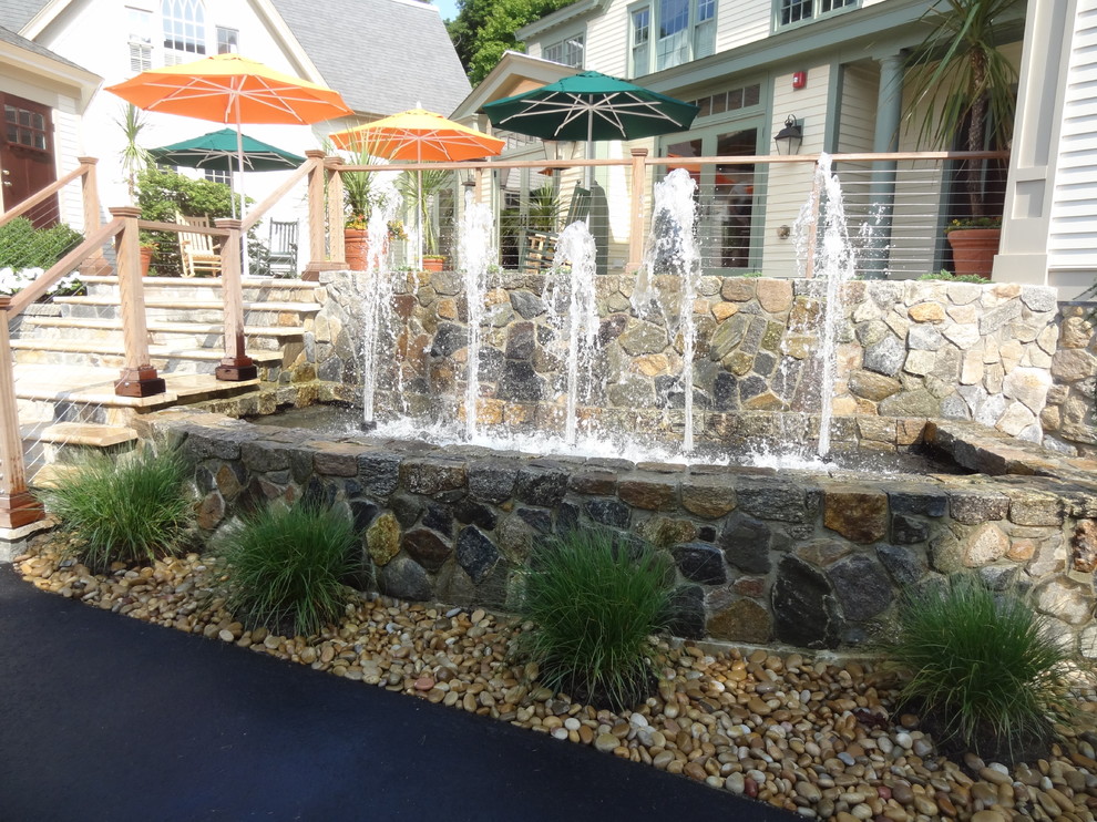 Cape Cod Inn with New England Stone Cladding, Retaining Walls, and ...