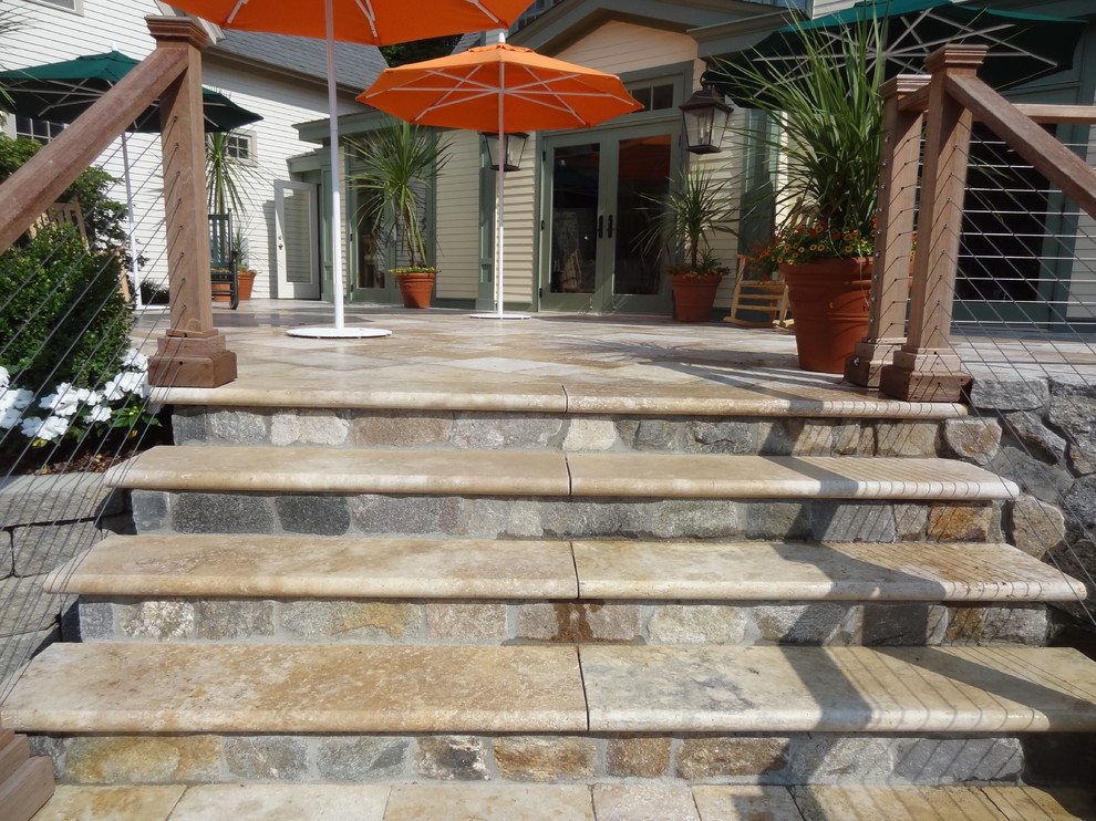 Cape Cod Inn with New England Stone Cladding, Retaining Walls, and ...