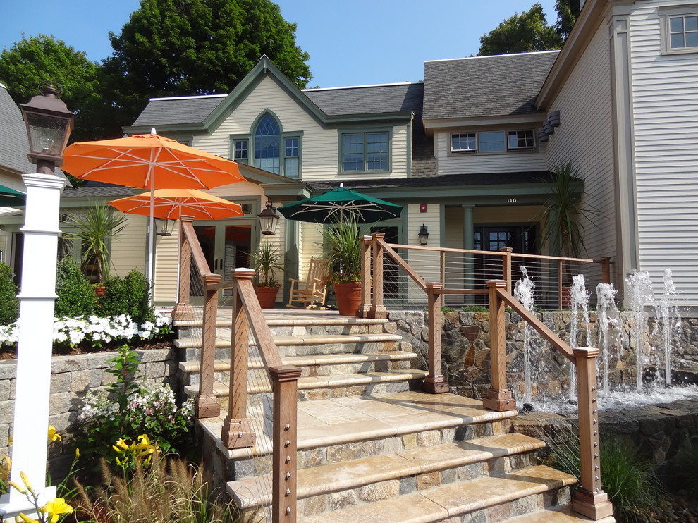 Cape Cod Inn with New England Stone Cladding, Retaining Walls, and ...