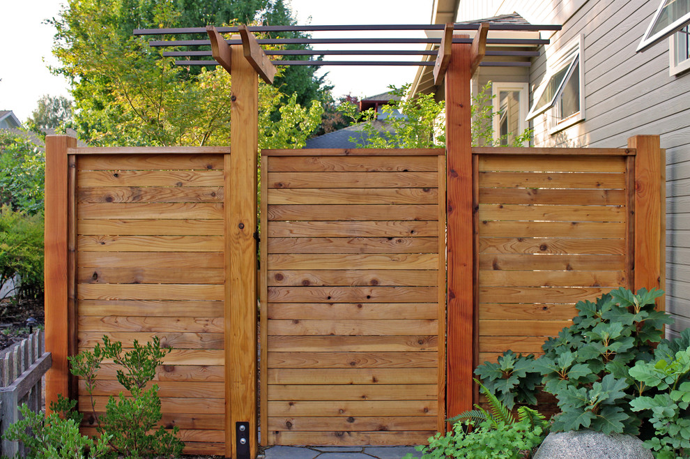 Cedar and Steel Garden Gate - Contemporary - Landscape - Other - by ...