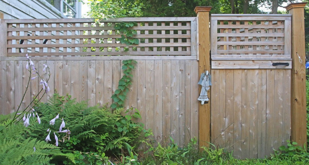 Cedar Board Fence with Lattice Top - Traditional - Landscape - Boston ...