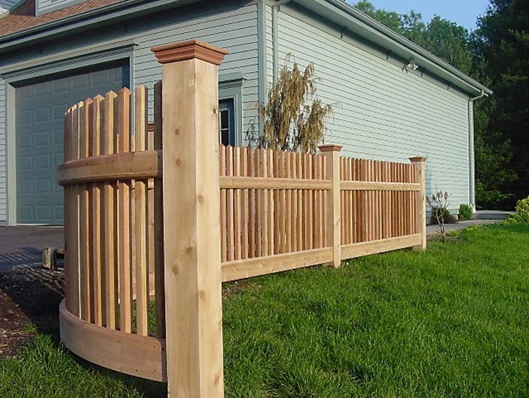 Cedar Chestnut Hill Fence with Curvature - Traditional - Landscape ...