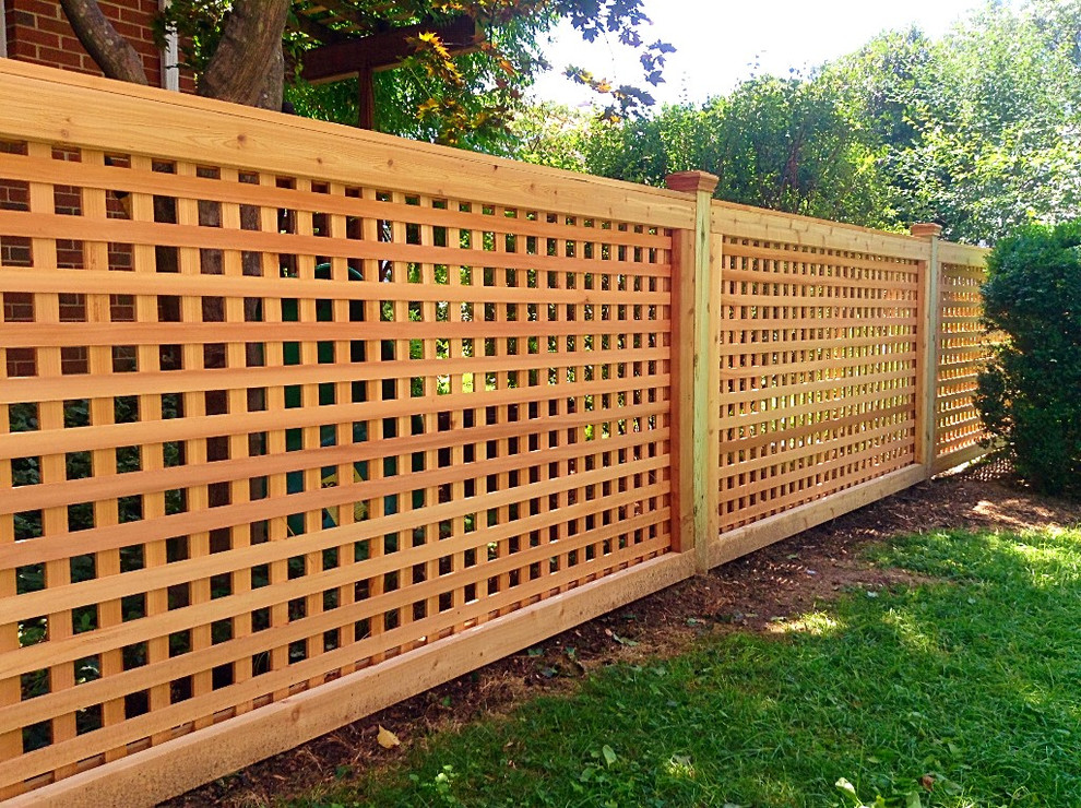 Cedar square lattice fence in Arlington VA - Contemporary - Garden - DC ...