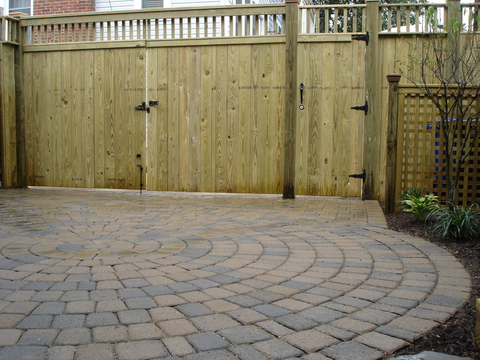 Circular Brick Driveway with Auto Access Gates and Trash Enclosure ...