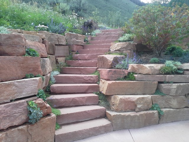 Colorado Red Sandstone steps - Contemporary - Garden - Denver - by ...
