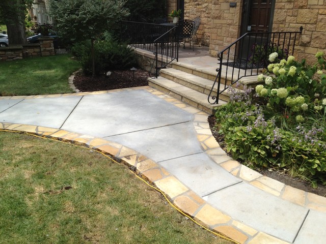 Concrete and Stone Front Walkway in Edina - Traditional - Garden ...
