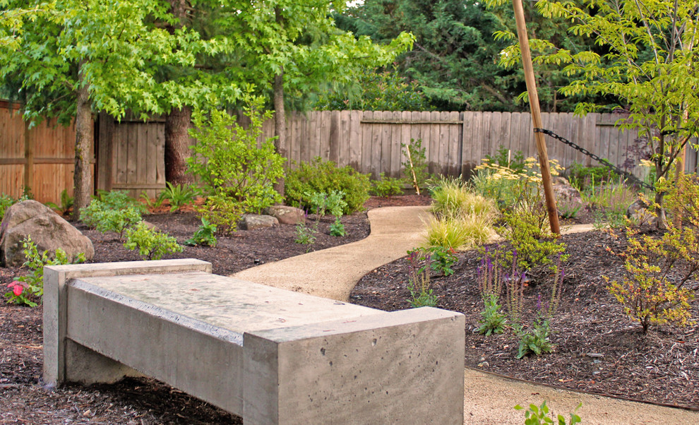 Concrete Bench in Pollinator Garden - Contemporary - Landscape - Other ...